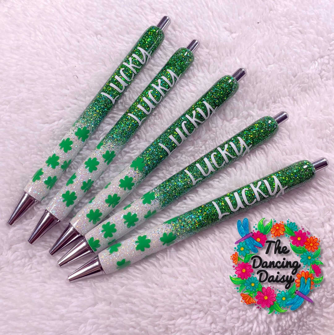 Shamrock lucky BALLPOINT Refillable Epoxy Pen - Etsy