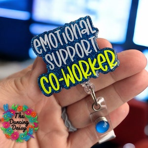 Emotional Support Co-worker Badge Reel - Etsy