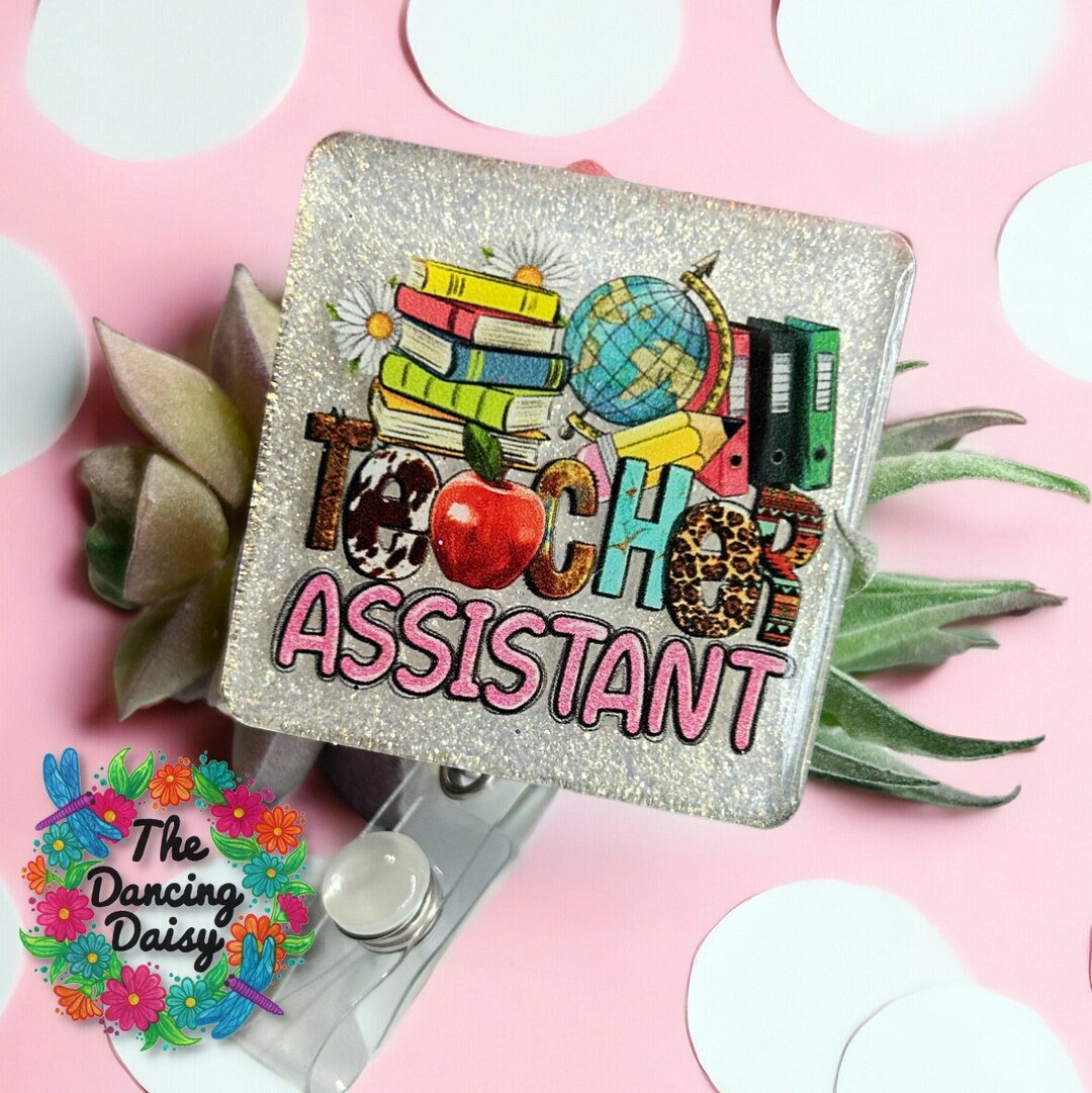 TEACHER ASSISTANT - Square - Badge Reel - Etsy