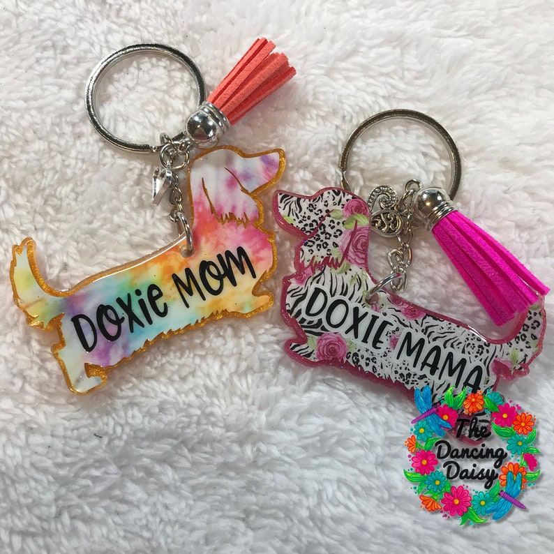 Dachshund Long Haired Dog Acrylic Keychain - Etsy
