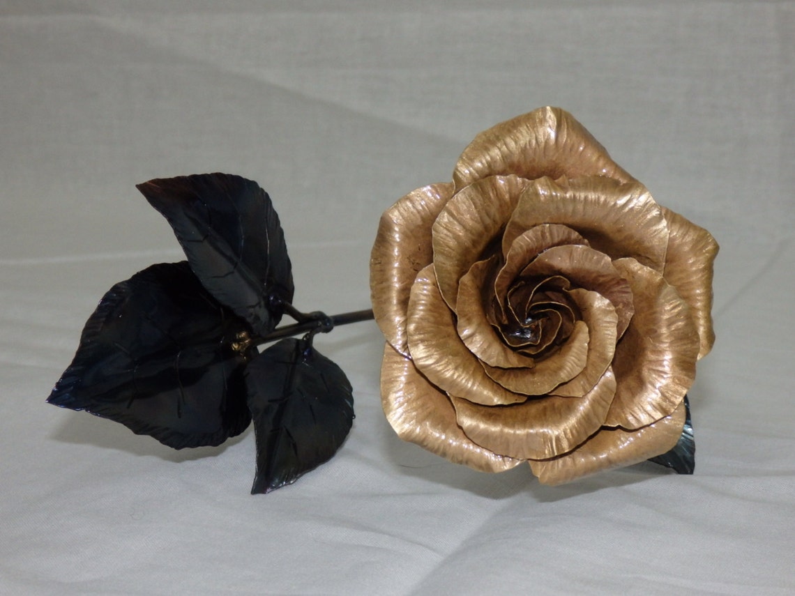 A Lovely Garden Rose in Forged Copper, Brass, Aluminum or Bi Metals ...