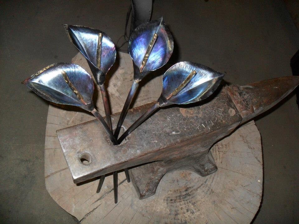 Forged Flame Blued Steel Calla Lily - Etsy