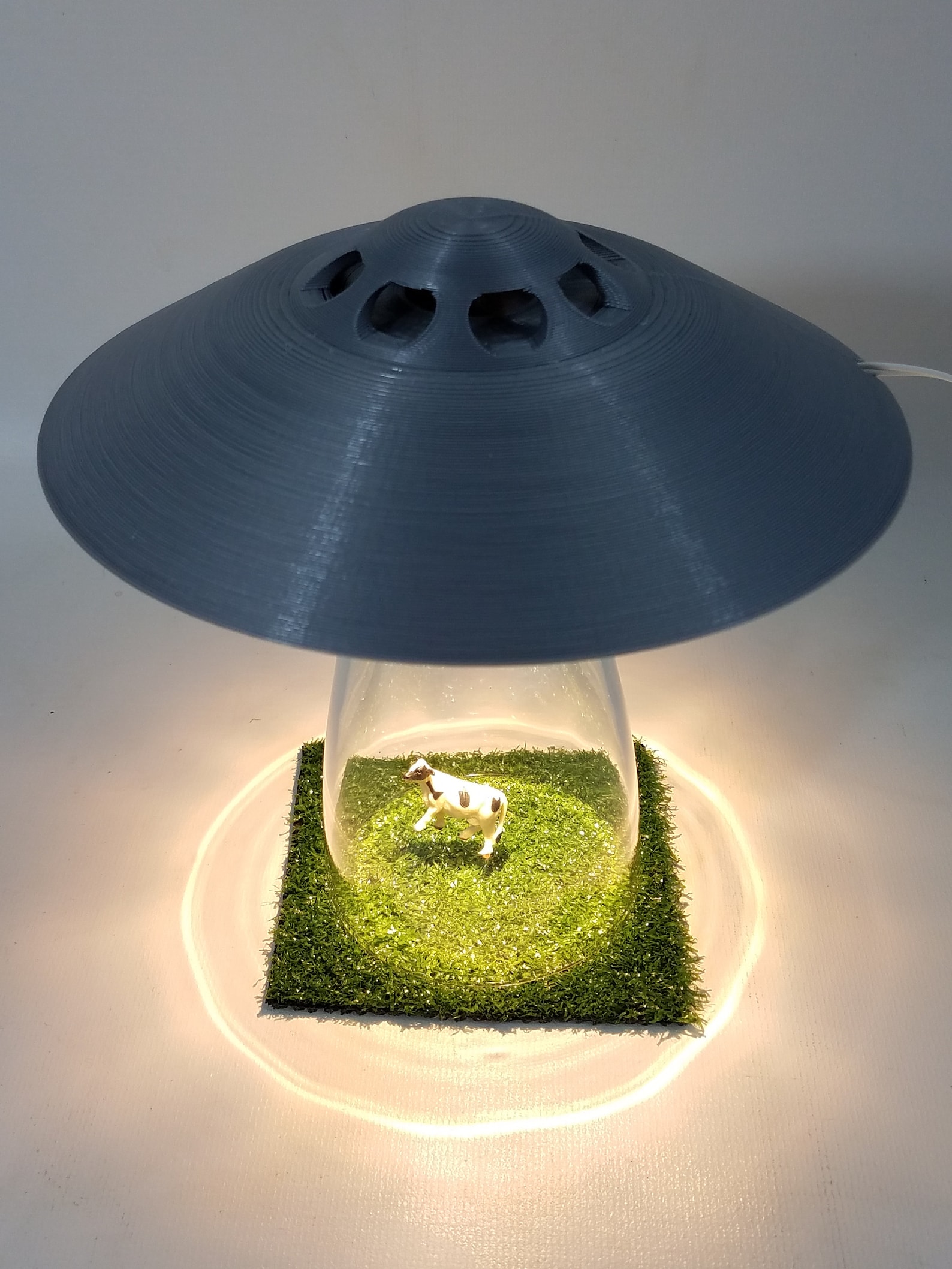 Silver Ufo Alien Abduction Cow Desk Lamp Sci Fi Spaceship - Etsy