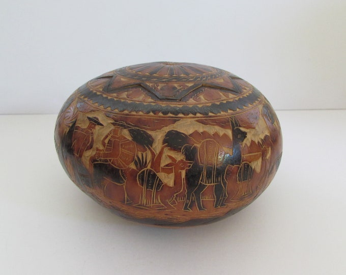 Peruvian Gourd, Peruvian Hand Carved Gourd, Gourds, Peruvian Decor ...