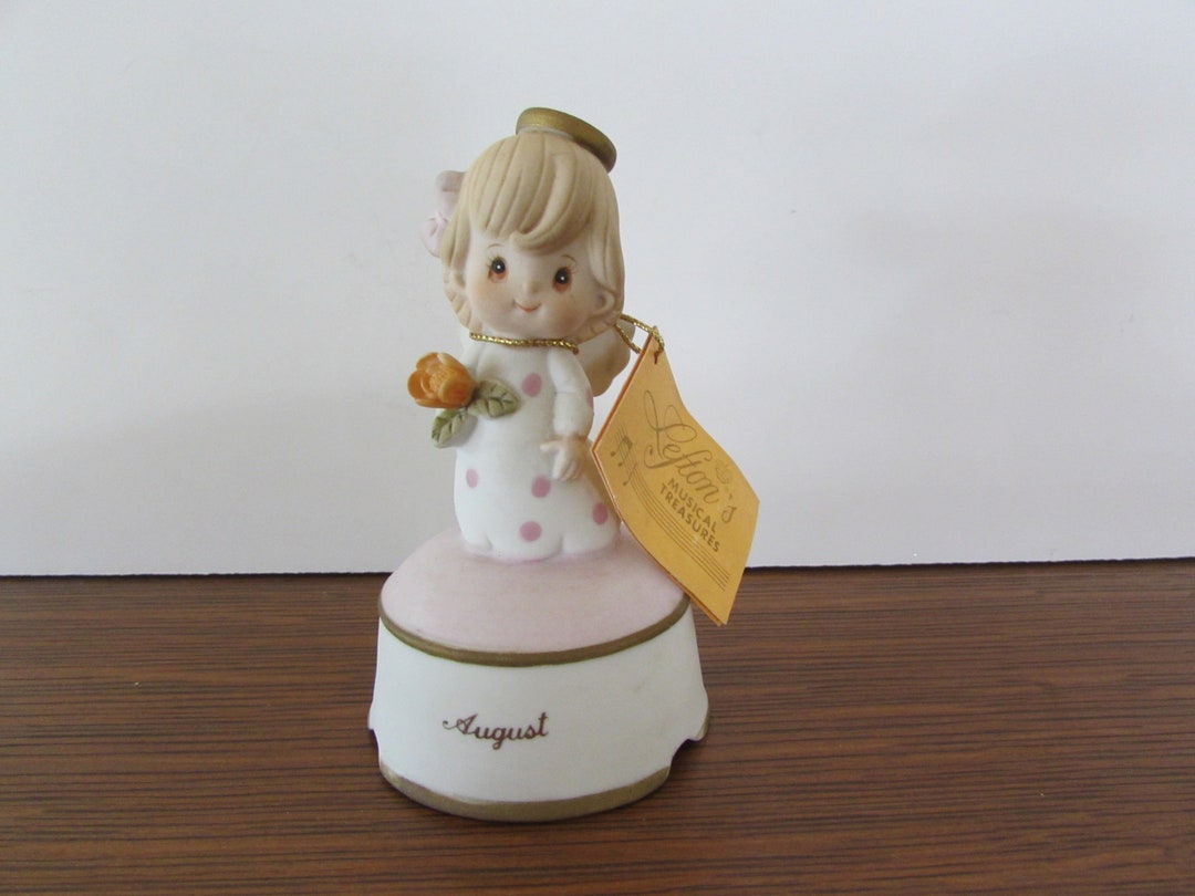 Lefton Music Box, Vintage Lefton Birthday Music Box, Lefton August ...