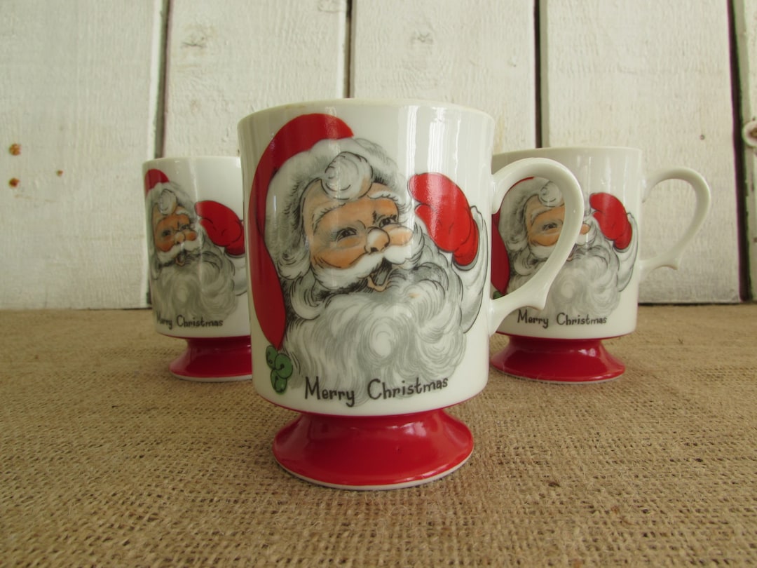 Vintage Lefton Santa Claus Mugs, Collectible Holiday Mugs, Set of Three ...