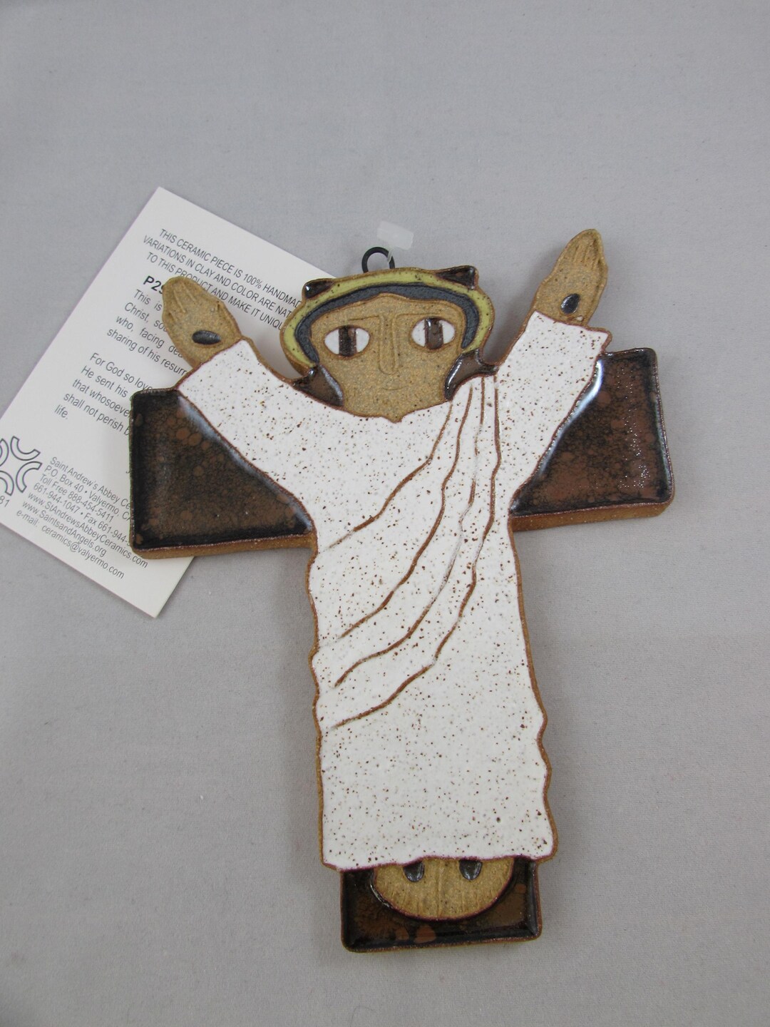 Religious Items, Religious Crucifix, St. Andrews Abbey Glazed Ceramic ...