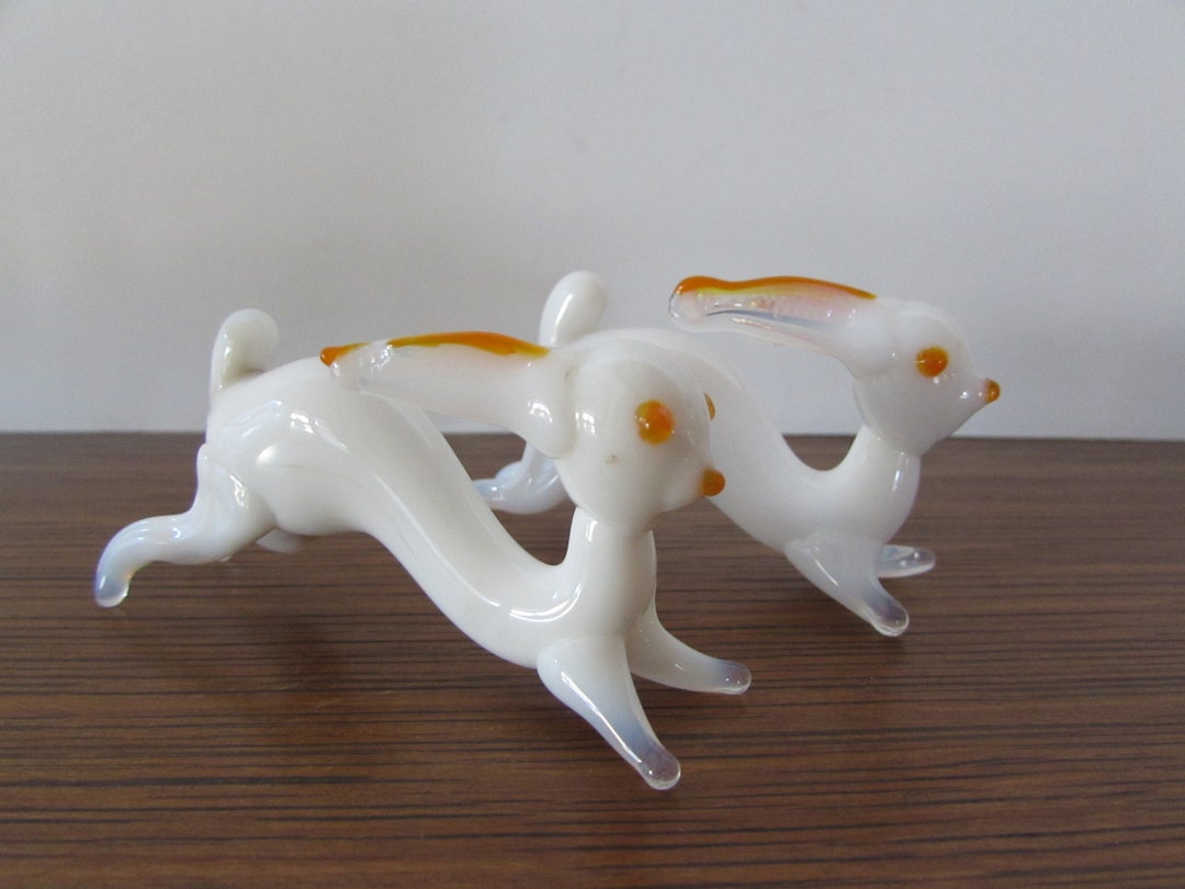 Murano Glass Rabbits, Vintage Hand Blown Miniature Glass Figurines ...