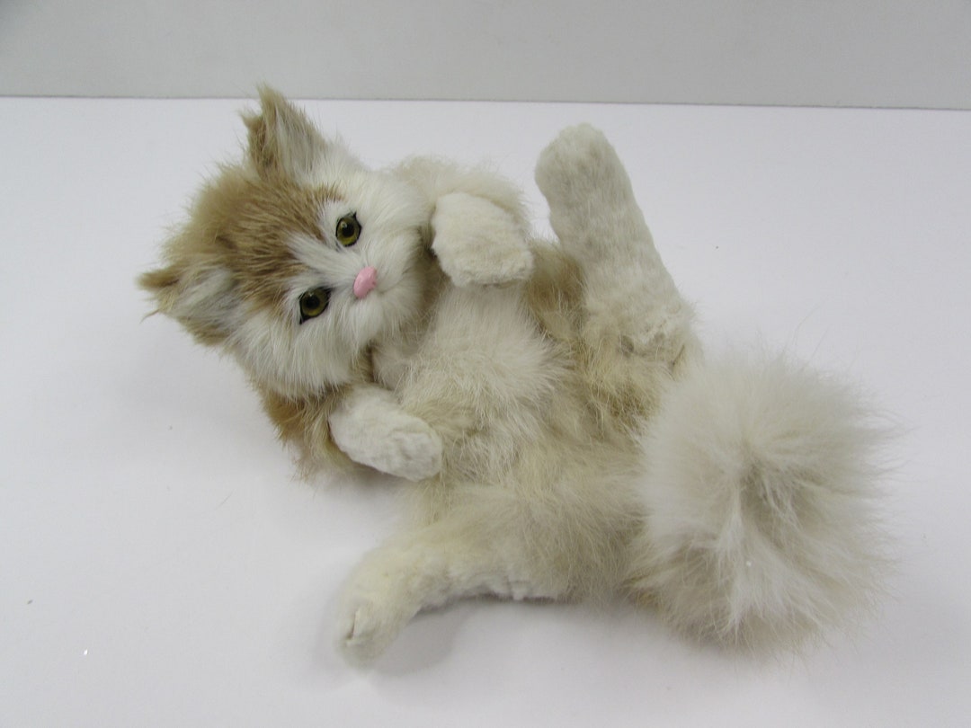 Vintage Fur Cat Figurine: Bathing Tummy Pose, Orange Striped Kitty - Etsy