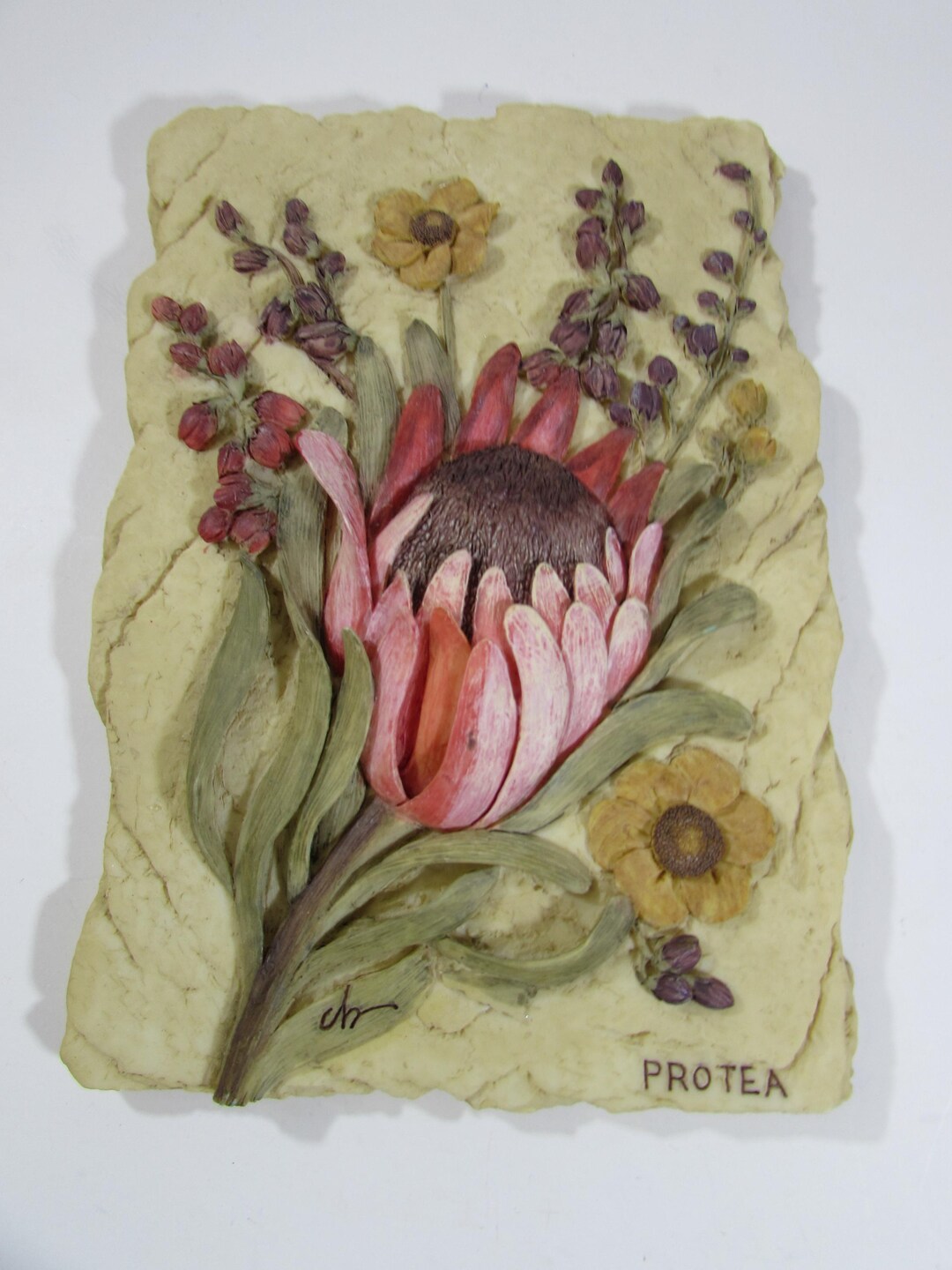 Cheri Blum Vintage Protea Wall Tile: 3D Resin Floral Decor - Etsy