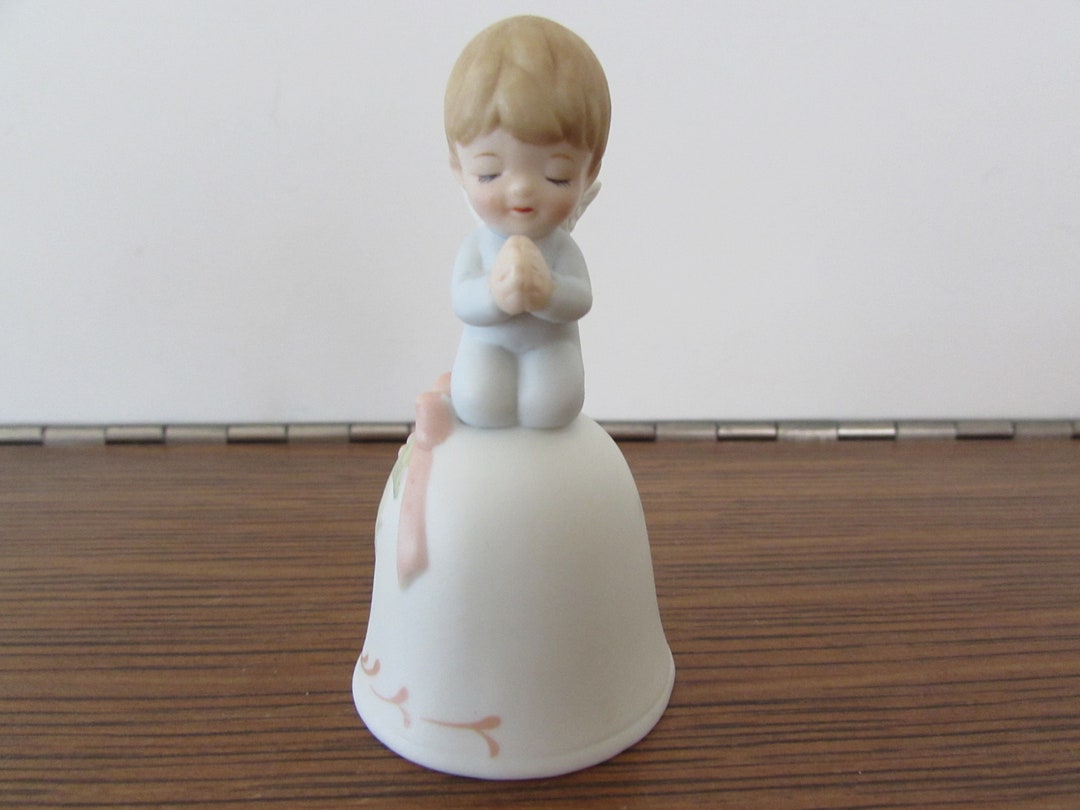 Lefton Angel Bell, Vintage Lefton Boy Angel Bell, Porcelain Lefton Boy ...