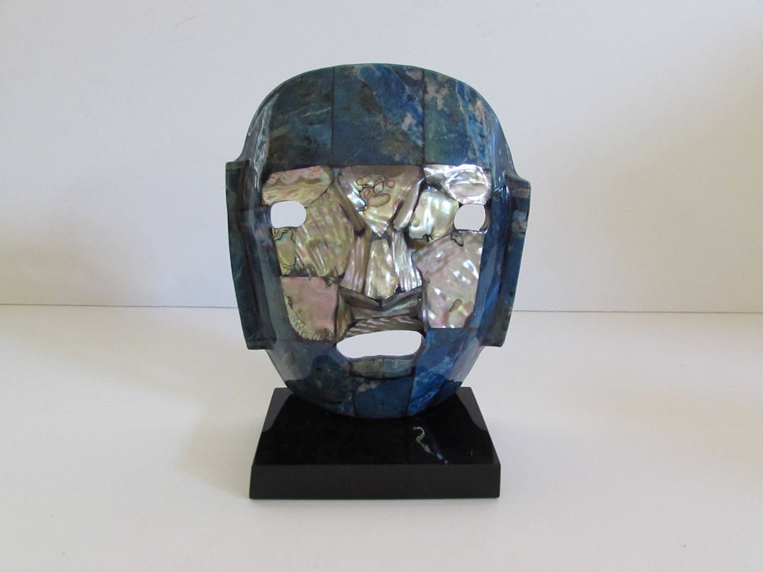 Vintage Mayan Blue Jasper & Abalone Death Mask - Etsy