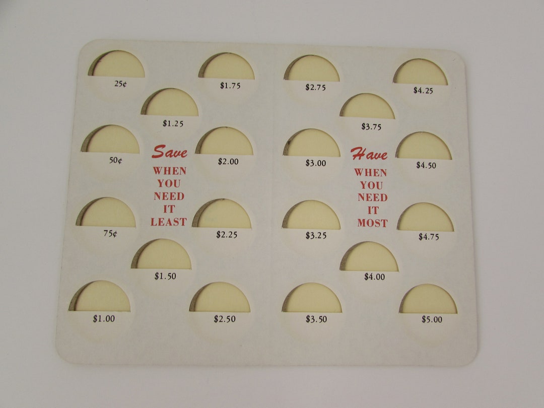 Vintage Quarter Saver Card: Household Bank Coin Savings - Etsy