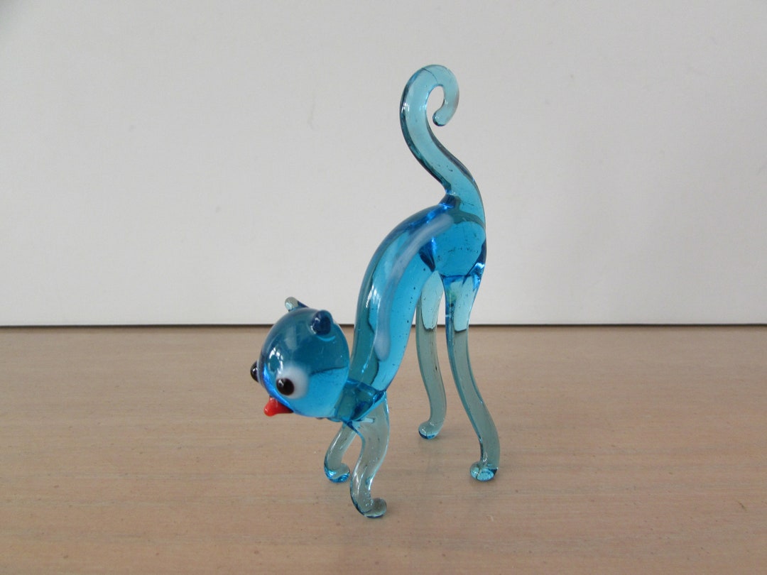 Murano Glass Cat, Vintage Murano Glass Cat, RARE Murano Glass Cat, Blue ...