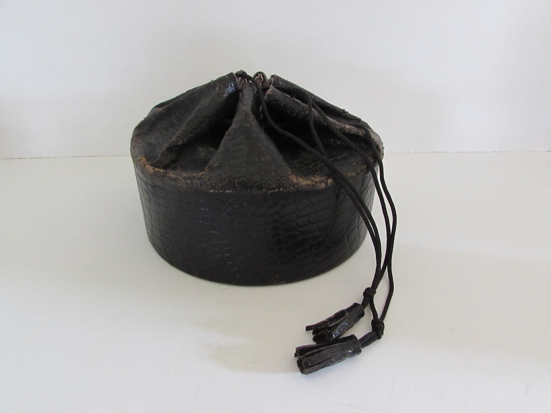 Leather Collar Bag, Leather Collar Bag, Antique Men's Leather Collar ...