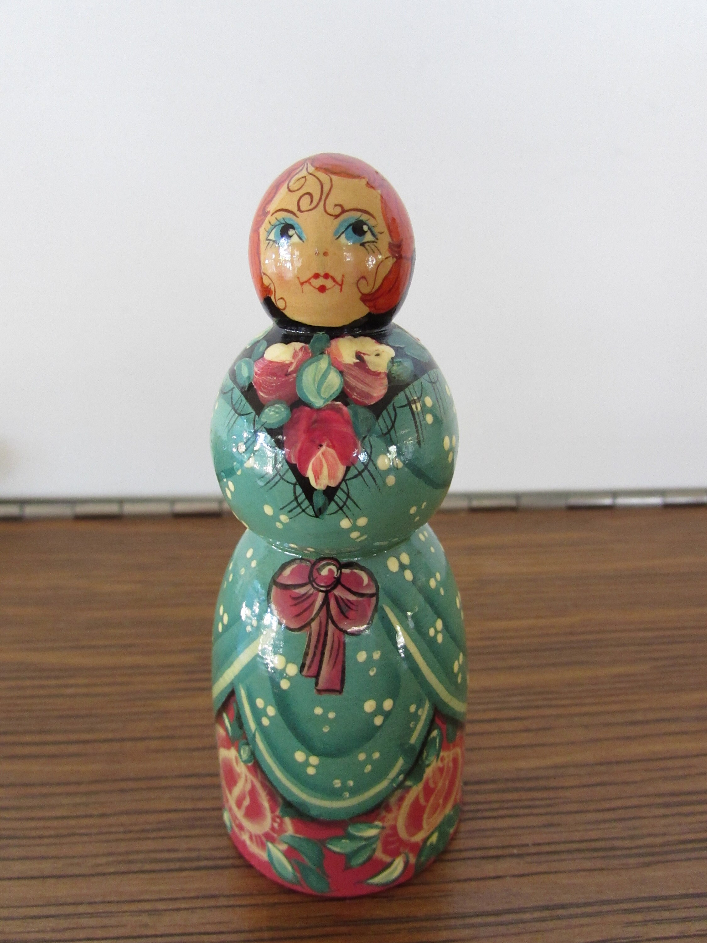 Vintage Carved Russian Woman Figurine, Hand-painted Floral Decor - Etsy