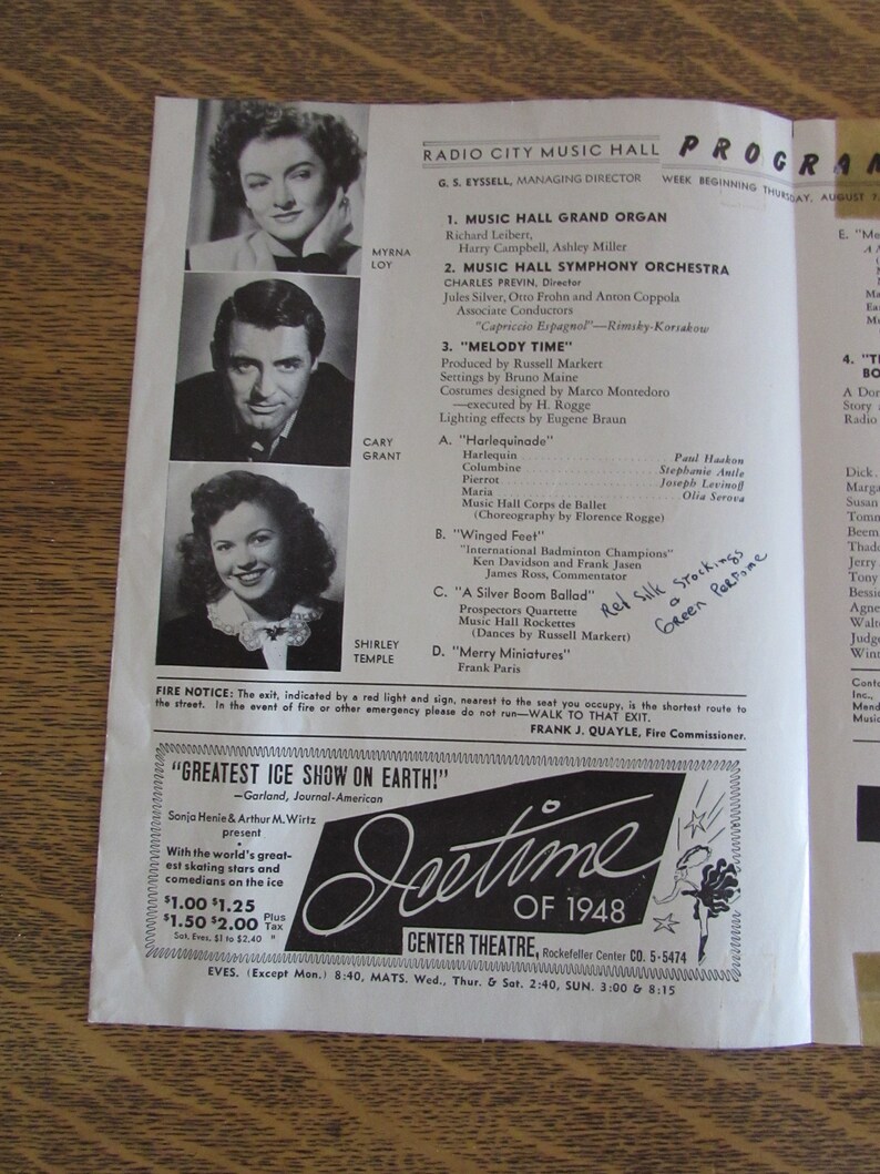 1947 Showplace 1947 Radio City Music Hall Showplace Playbill | Etsy