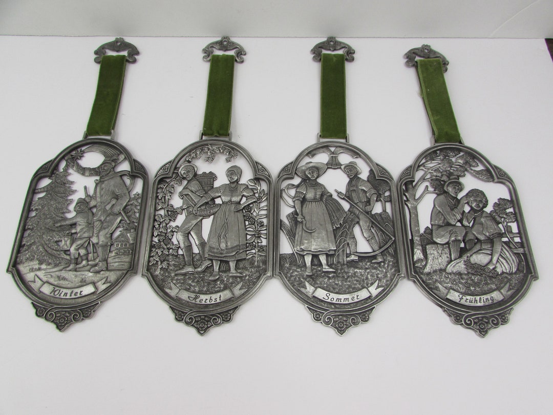 Pewter Plaques, Vintage Frieling-zinn Seasons Pewter Plaques, Pewter ...