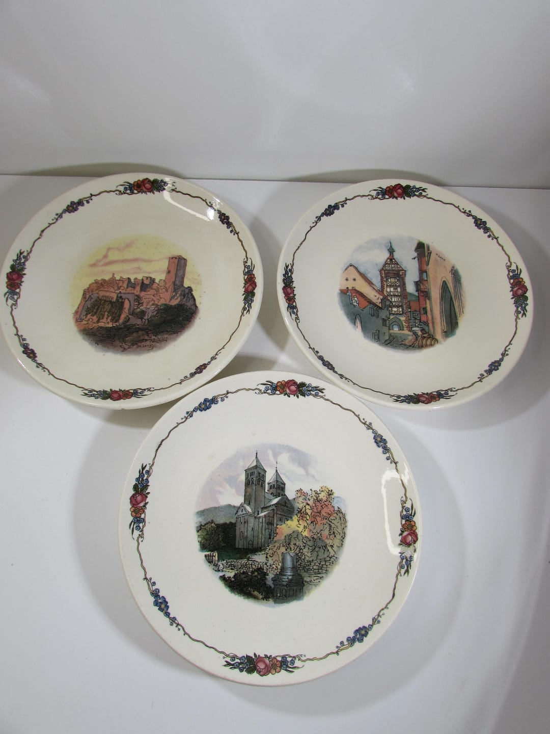 Vintage Sarreguemines Obernai Plates: Alsatian Village Scenes, Henri ...