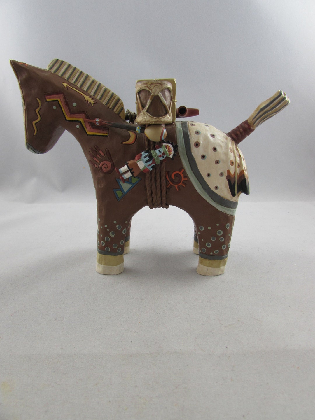 Vintage Robert Shields Storyteller Horse Sculpture: Hand-painted Indian ...