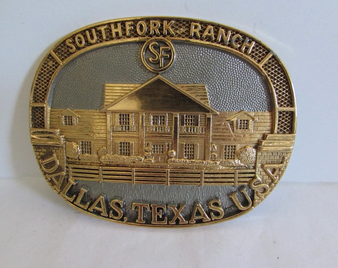 Vintage Buckles, Vintage Southfork Ranch Belt Buckle, Belt Buckles, 24K ...