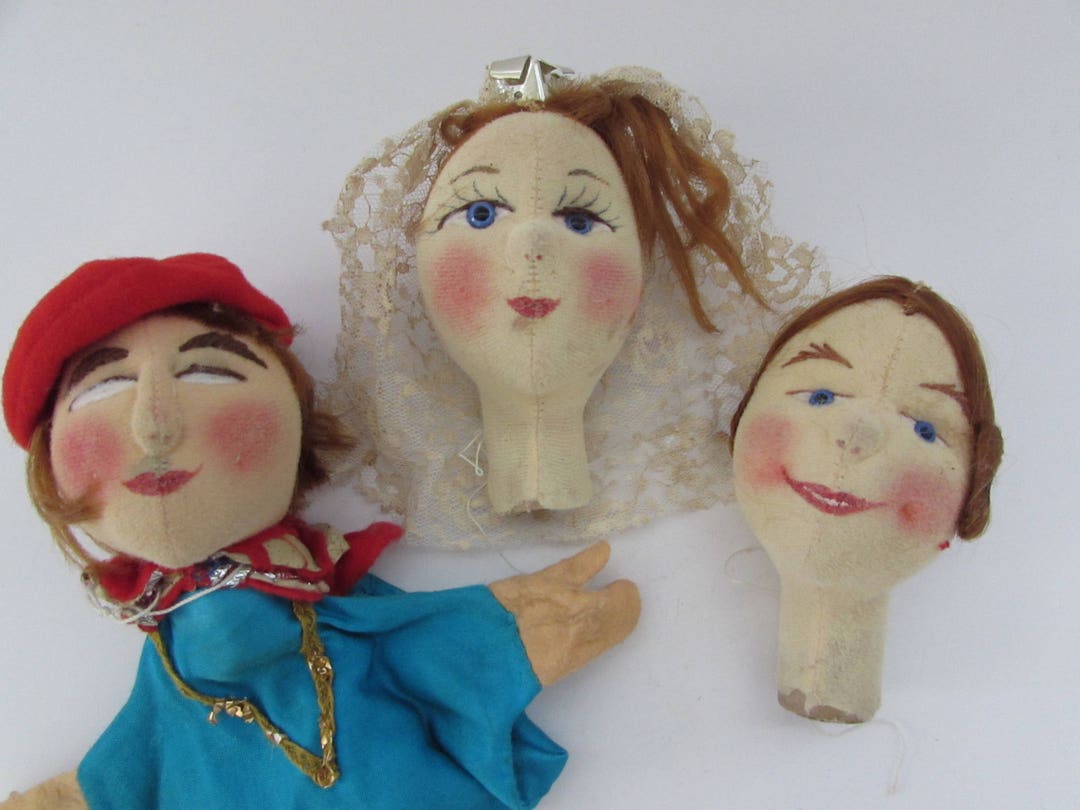 Puppet Heads, Three European Women Puppet Heads, Old Puppet Heads ...