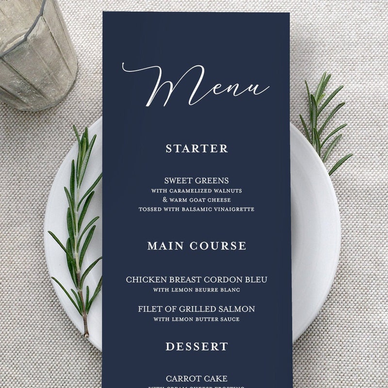 Wedding Menu Cards - Etsy
