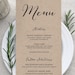 Simple Printed Menus - Printed Wedding Menus - Simple Rustic Menus ...
