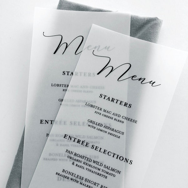 Wedding Menu Cards - Etsy