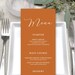 Orange Wedding Menu Cards White Ink Printing Dinner Menu - Etsy