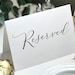 Simple White Reserved Table Signs, Printed Wedding Table Card, Folded ...