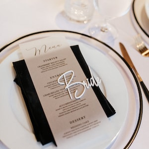 Simple Vellum Wedding Menus, Minimalist Menu Design, Modern White Ink ...