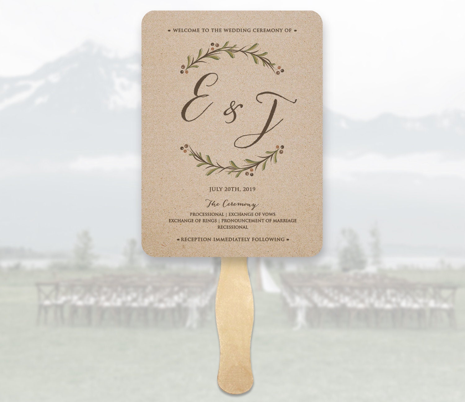 Wedding Program Fans Wooden Sticks Included - Wedding Program Fans ...