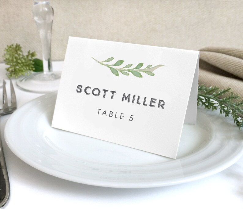 Simple Greenery Wedding Name Cards Wedding Place Cards - Etsy