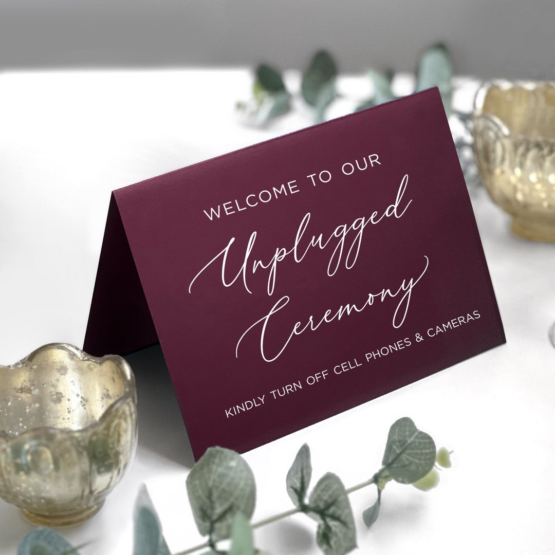 Unplugged Ceremony Sign, Unplugged Wedding Table Sign, No Cell Phones ...