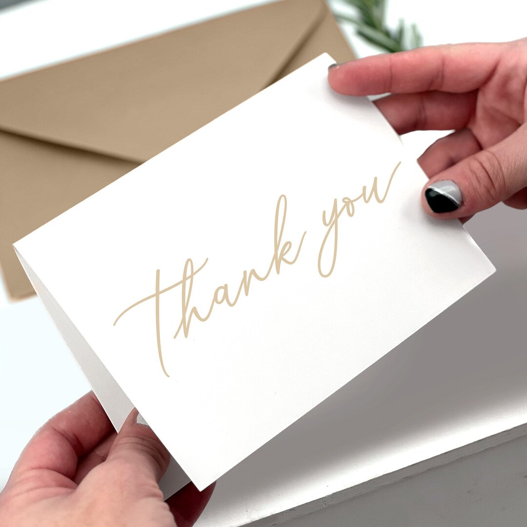 Printed Champagne Thank You Cards Set of 8 - Wedding or Bridal Shower ...