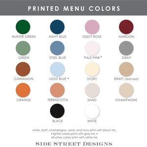 Orange Wedding Dinner Menu Cards, Fall Wedding Printed White Ink ...