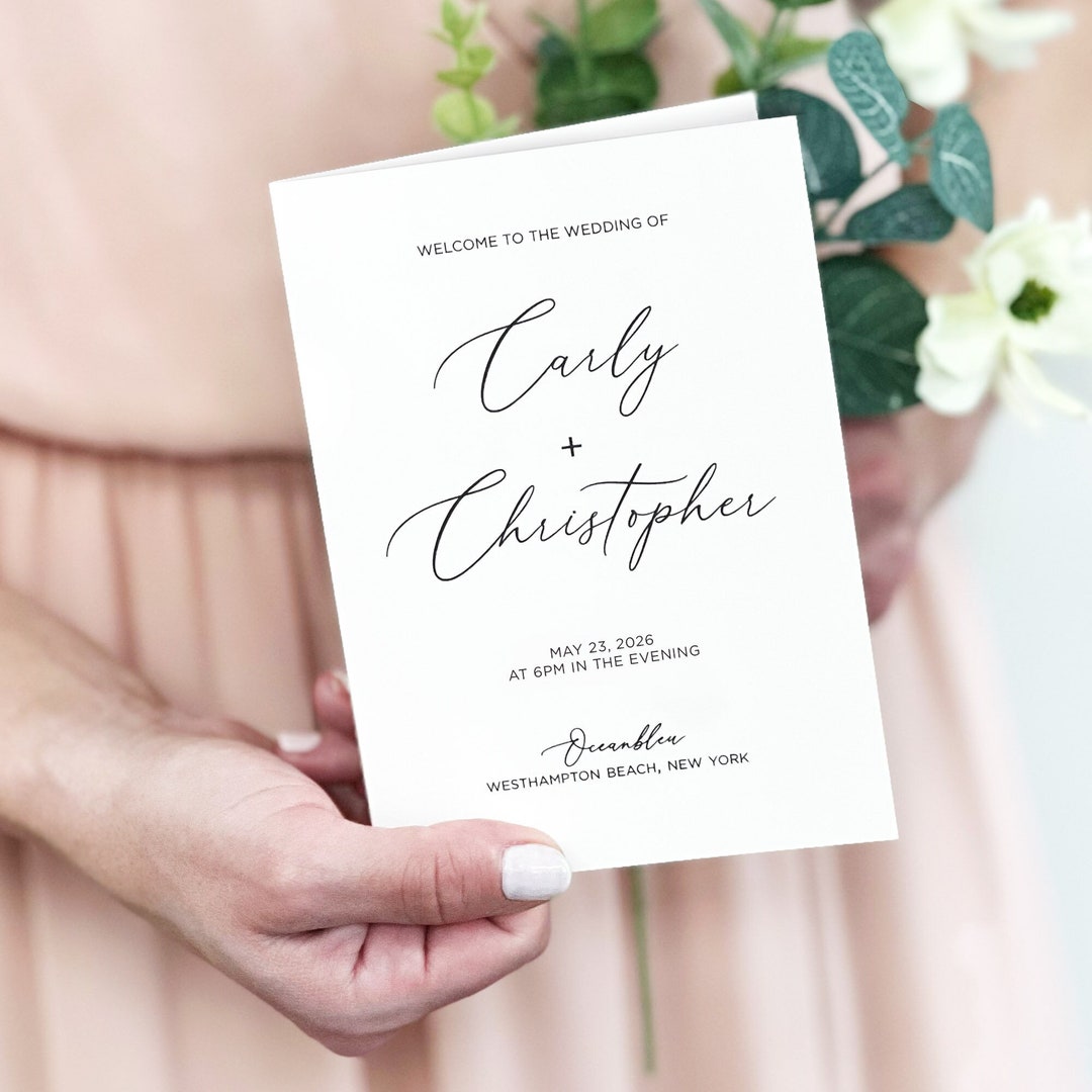 Printed Ceremony Program Booklet, Folded Wedding Ceremony Programs ...