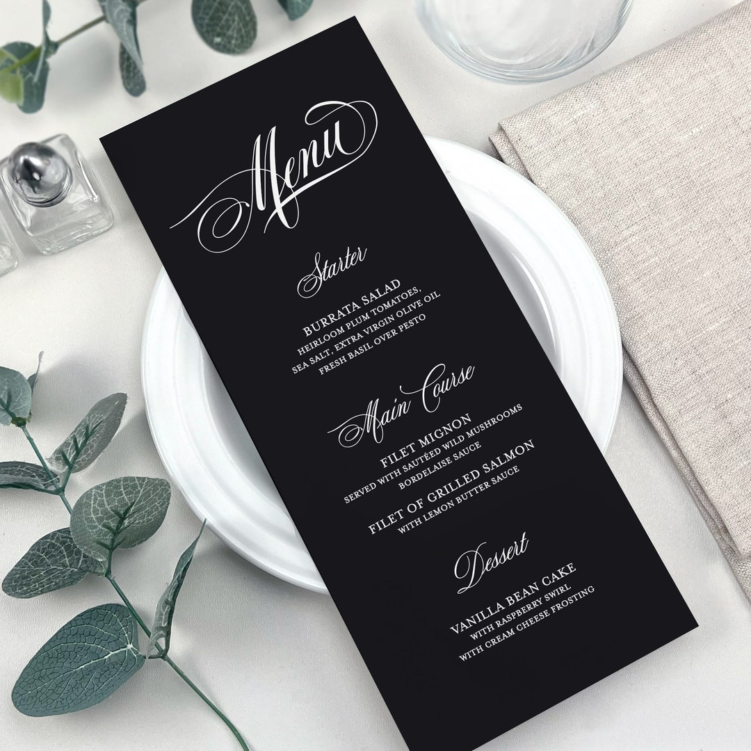 Printed Wedding Menus, Classic Custom Wedding Menu Cards, Menus for ...