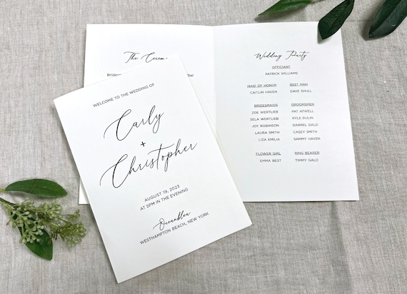 Printable Wedding Ceremony Programs