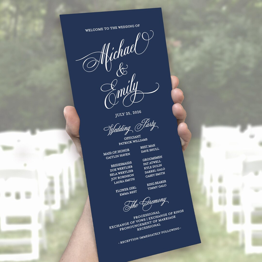Printed Wedding Programs, Classic and Romantic Wedding Ceremony ...