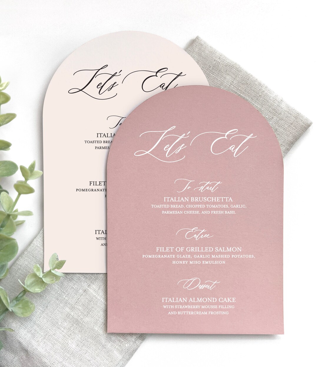 Rounded Arch Shaped Menu Cards, Modern Wedding Decor, Printed Arched ...