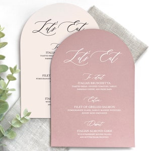 Rounded Arch Shaped Menu Cards, Modern Wedding Decor, Printed Arched ...