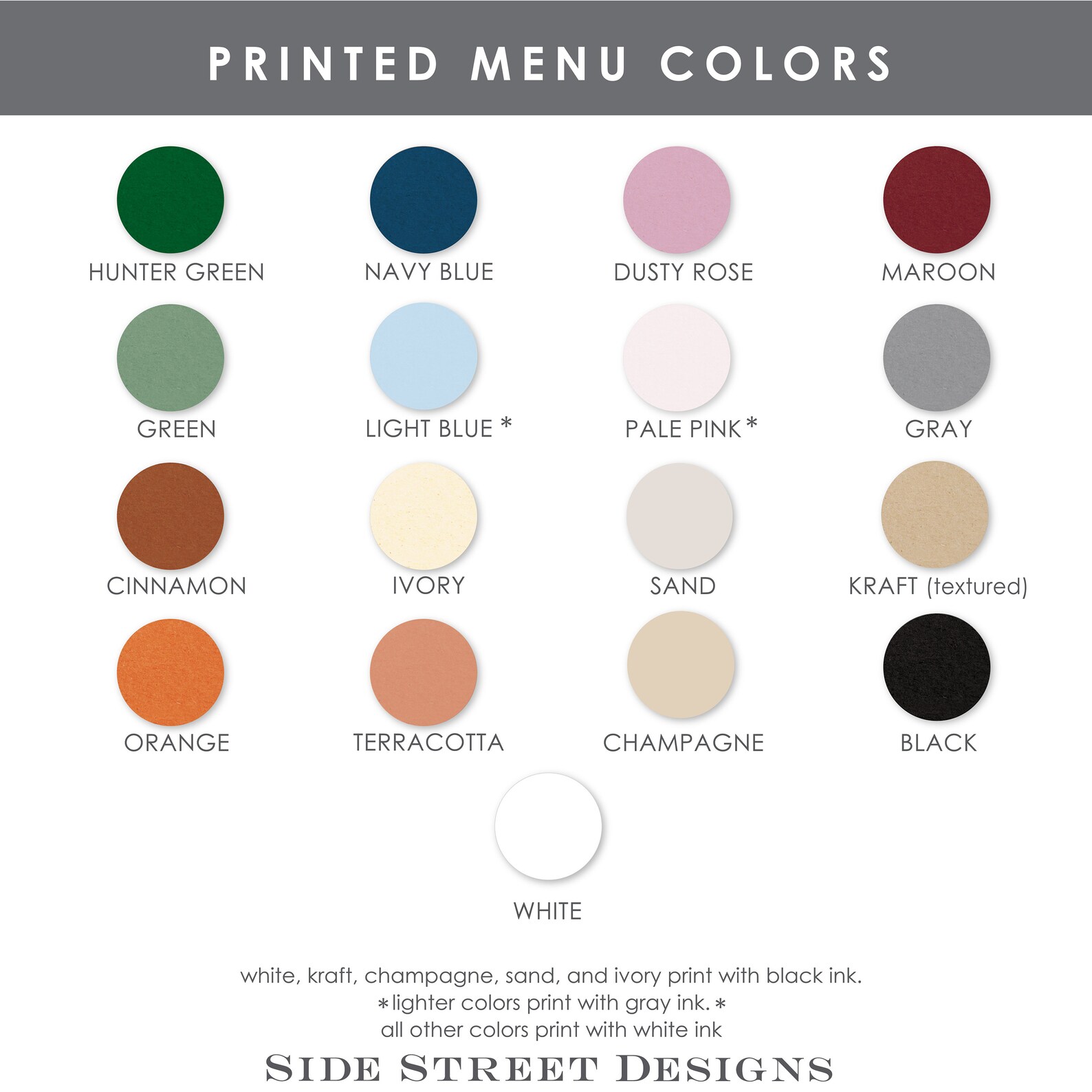 Simple Wedding Menu Cards Printed Wedding Menus Menus for Reception ...