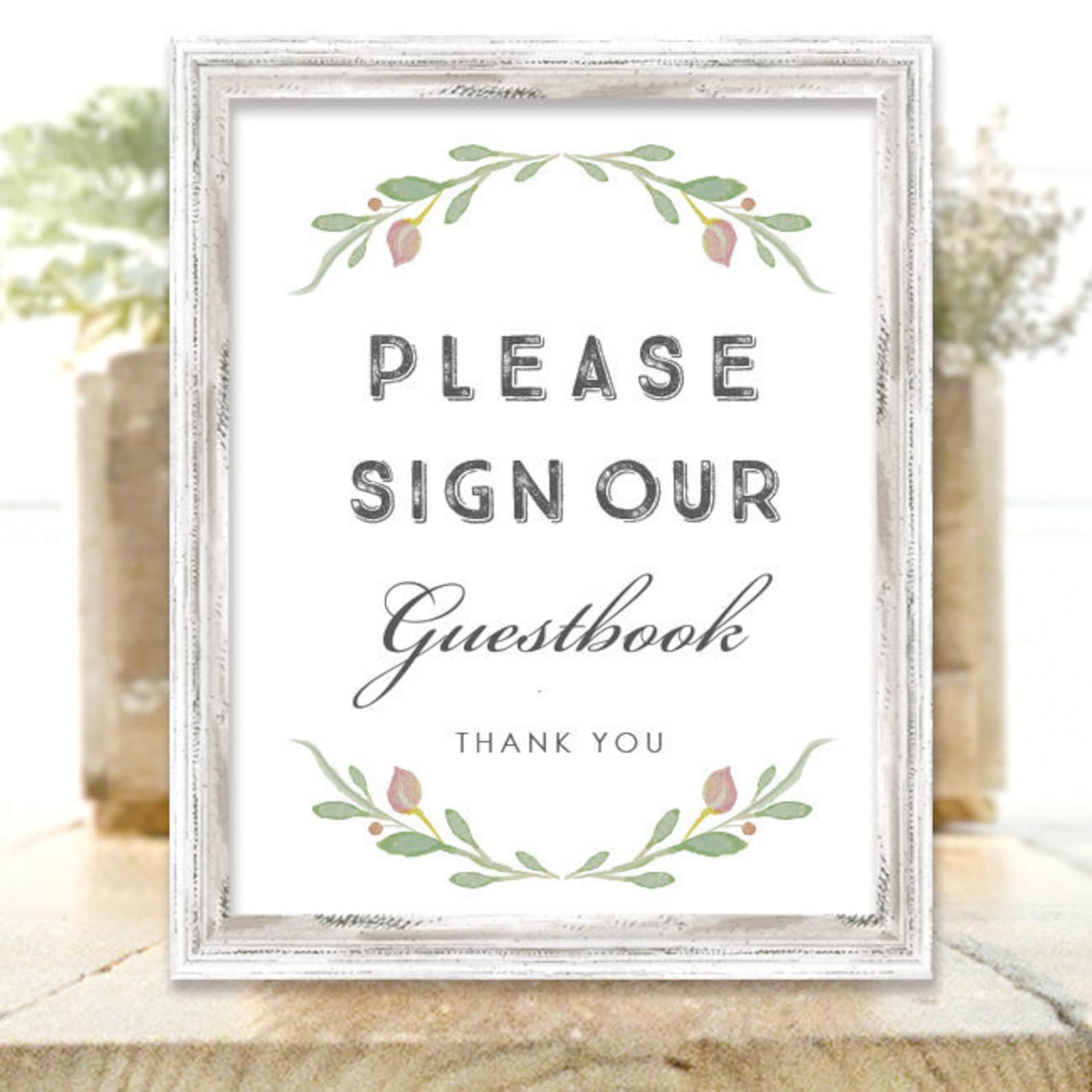 Guestbook Table Sign 8x10 Pink Florals Guestbook Sign - Etsy