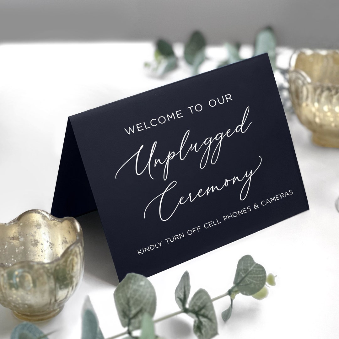 Unplugged Ceremony Sign, Black and White Unplugged Wedding Table Sign ...