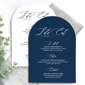 Rounded Arch Shaped Menu Cards, Modern Wedding Decor, Printed Arched ...