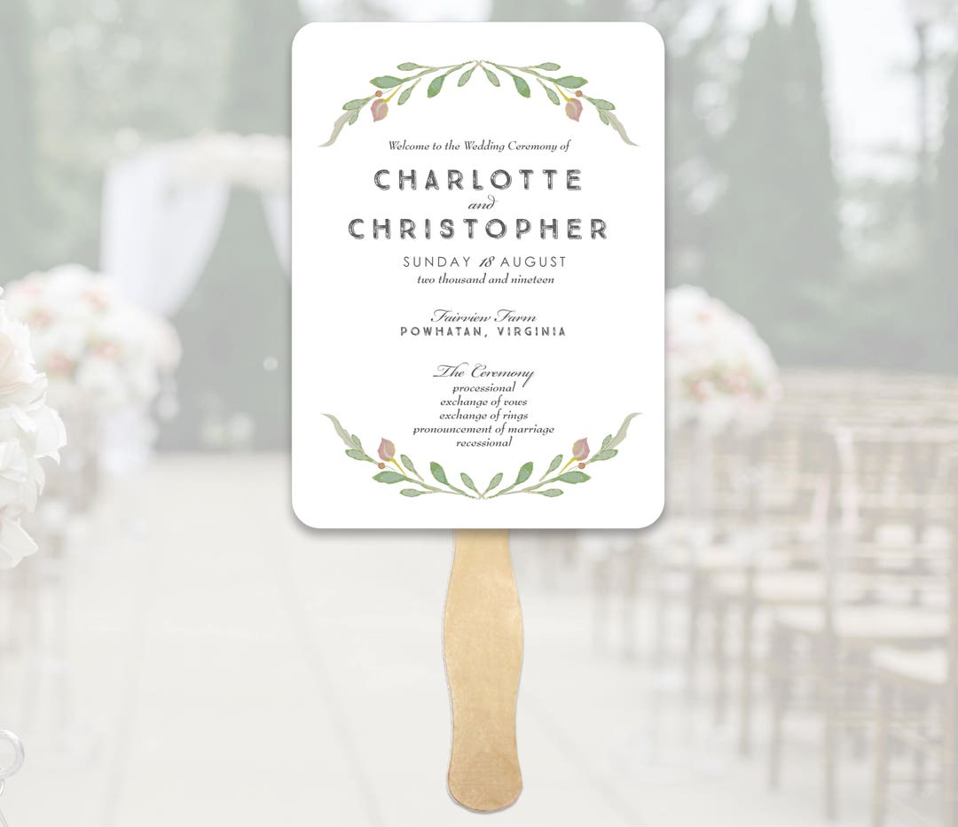 Program Fans - Simple Wedding Program Fans Greenery and Florals ...