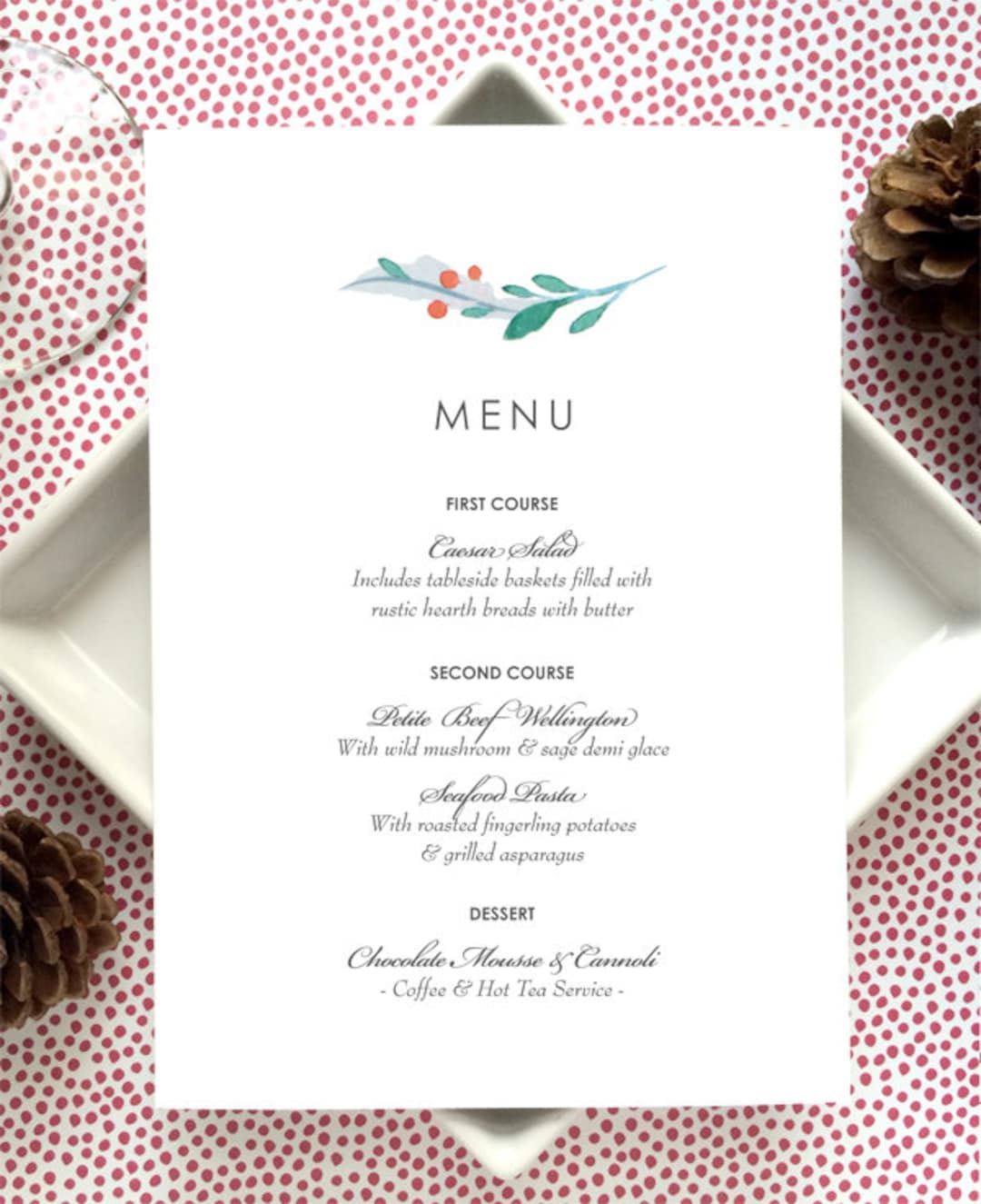 Menu Card - Holiday Party Menu Cards - Christmas Menu Card - Winter ...