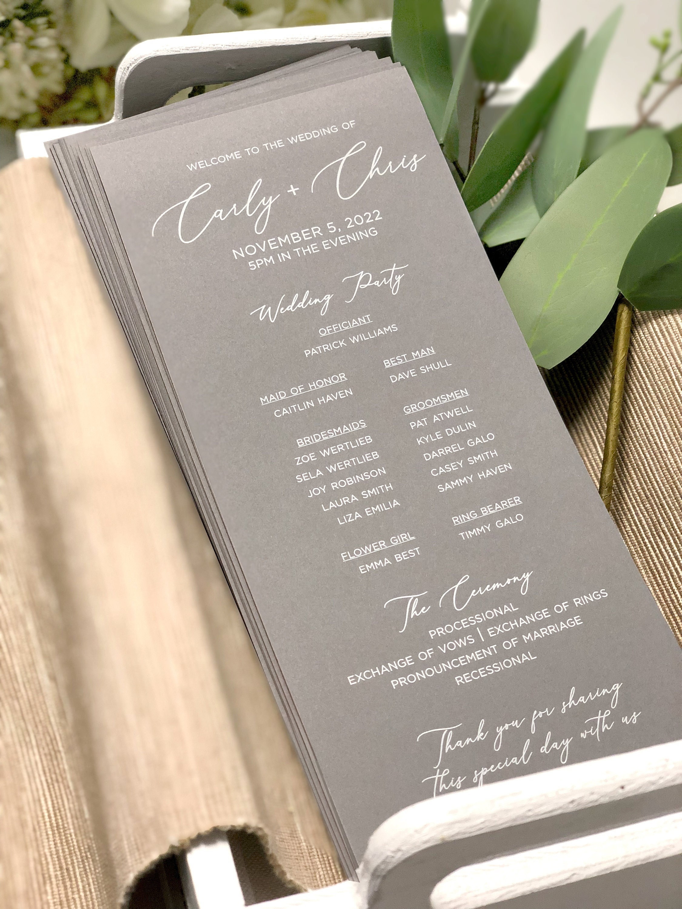 Green Wedding Programs Printed Wedding Ceremony Programs - Etsy